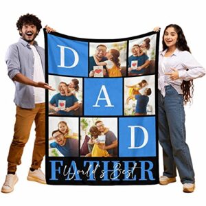 Custom Personalized Fleece Blanket World's Best Dad Plush Blanket Fuzzy Soft Blanket Microfiber Gifts for Dad Black Blue 30"x40" Best Dad Blanket