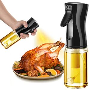 oil sprayer for cooking, 200ml glass olive oil sprayer mister, olive oil spray bottle, kitchen gadgets accessories for air fryer, canola oil spritzer, widely used for salad making, baking, frying, bbq