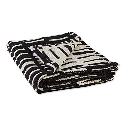 DII Urban Geometric Collection Cotton Throw Blanket, 50x60, Black