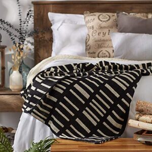 DII Urban Geometric Collection Cotton Throw Blanket, 50x60, Black