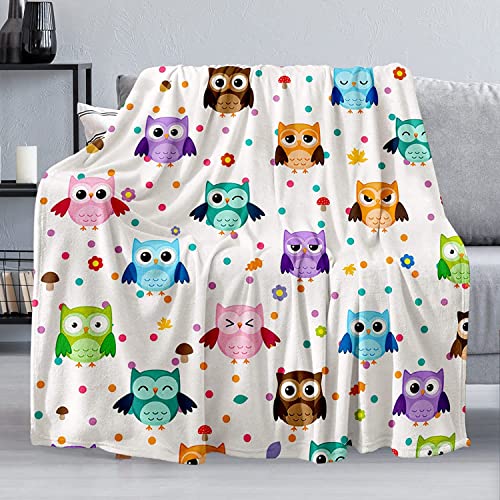 Owl Blanket, Soft Warm Fuzzy Fleece Plush Blanket 60''x50'', Smooth Cozy Flannel Throw Blanket for Bed/Couch/Office/Camping