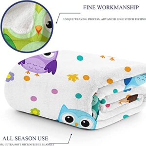 Owl Blanket, Soft Warm Fuzzy Fleece Plush Blanket 60''x50'', Smooth Cozy Flannel Throw Blanket for Bed/Couch/Office/Camping