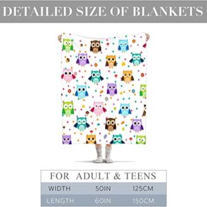 Owl Blanket, Soft Warm Fuzzy Fleece Plush Blanket 60''x50'', Smooth Cozy Flannel Throw Blanket for Bed/Couch/Office/Camping