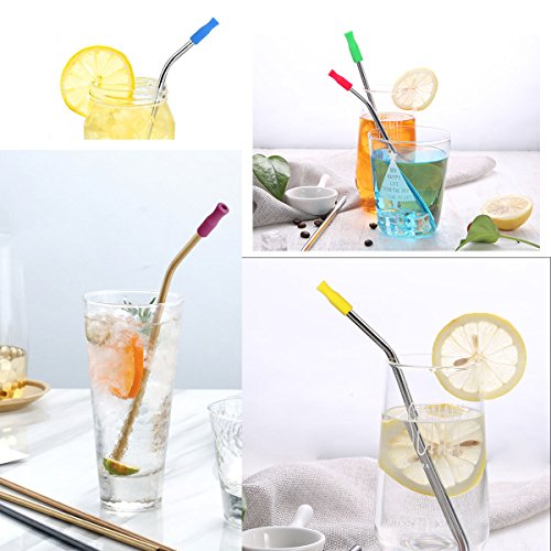 12PCS Silicone Straw Tips, Multicolored Food Grade Straws Tips Covers Only Fit for 1/4 Inch Wide(6MM Outdiameter) Stainless Steel Straws-Multicolor