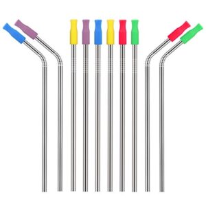 12PCS Silicone Straw Tips, Multicolored Food Grade Straws Tips Covers Only Fit for 1/4 Inch Wide(6MM Outdiameter) Stainless Steel Straws-Multicolor