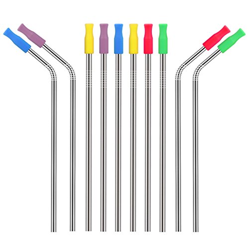 12PCS Silicone Straw Tips, Multicolored Food Grade Straws Tips Covers Only Fit for 1/4 Inch Wide(6MM Outdiameter) Stainless Steel Straws-Multicolor