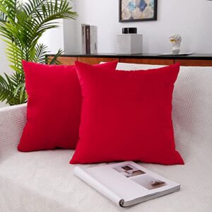 moonrest - pack of 2, velvet decorative pillow cover set, cozy soft with hidden zipper solid color for sofa bedroom car couch throw pillow 18 x 18 cinnabar