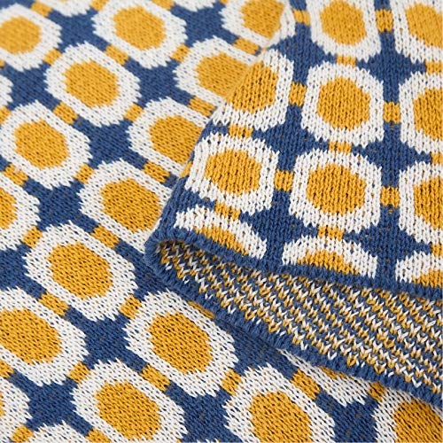 Throw Blanket Ultra Soft Natural Knitted Blanket Home Decor Bedding Blankets Cozy Knit Throw Blanket for Couch Sofa Bed Beach Picnic All Seasons (Yellow & Blue)