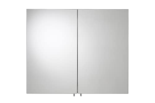 Croydex Finchley Double Door, Surface Mount Flexi-Fix Easy Installation System Medicine Cabinet, 31.5 in (W) x 26 in (H) Stainless Steel