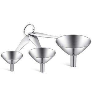 toncoo 3-in-1 premium kitchen funnel set, food grade stainless steel funnel for filling bottles, small bottle funnel, metal funnel, mini funnel for essential oil, flask, spices, liquid, dry