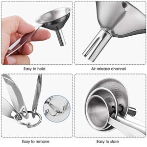 Toncoo 3-in-1 Premium Kitchen Funnel Set, Food Grade Stainless Steel Funnel for Filling Bottles, Small Bottle Funnel, Metal Funnel, Mini Funnel for Essential Oil, Flask, Spices, Liquid, Dry