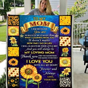 maylian my mom from son sherpa fleece blanket birthday present sunflowers (x-large 80 x 60 inch)