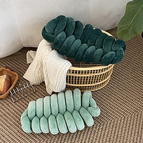 WY-KL Knot Throw Pillow Decorative Pillows,Dark Green Leaf Knot Pillows Soft Home Decor Throw Pillows,Cute Pillows Cushion Aesthetic Pillows Lumbar Pillow 17.7in for Bed Couch Sofa