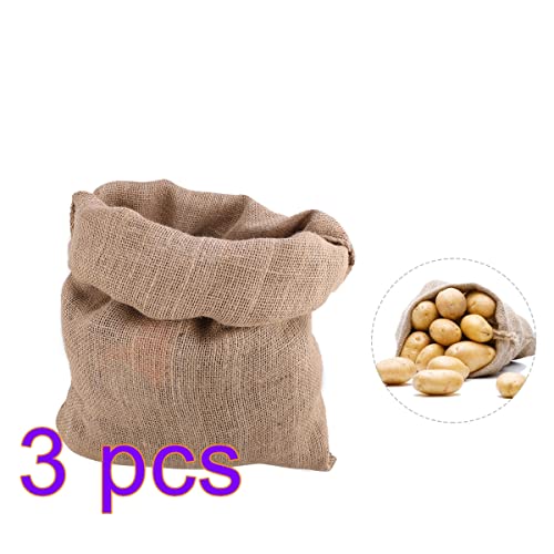 DEDEMCO 3 PCS Burlap Storage Sacks for Gardening,20x27.5 Inch Burlap Potato Sack Race Bags,Planting Growing Bags,Large Food Grade Burlap Sacks for Food Storage