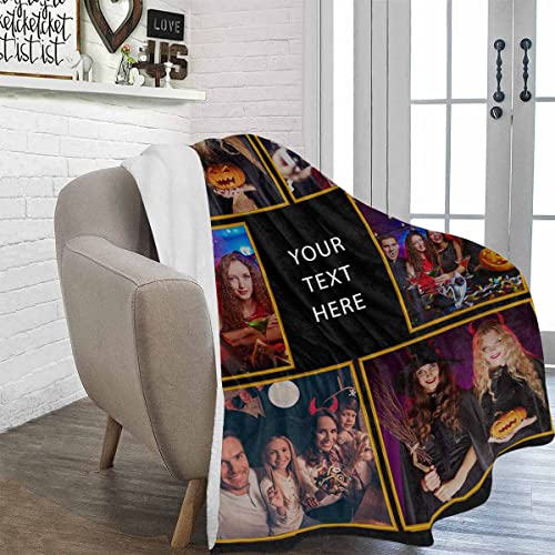 YESCUSTOM Custom Blanket with Photos Text for BBF Gifts Personalized Picture Blankets Gift for Family Mother Birthday Customized Fleece Throw Blankets for Christmas New Year, 50"x60"