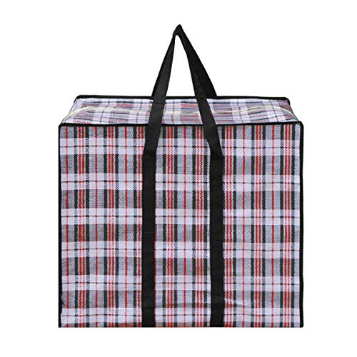 CLARA Large Checkered Storage Bag Oversized Waterproof Moving Totes Carrying Bag Luggage Bag Reusable Laundry Bag(Black, 20×20’’)