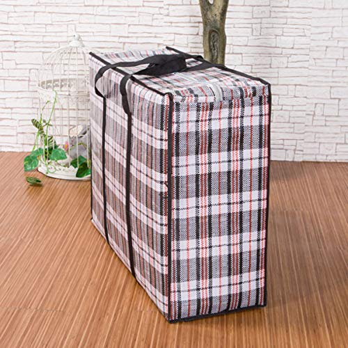 CLARA Large Checkered Storage Bag Oversized Waterproof Moving Totes Carrying Bag Luggage Bag Reusable Laundry Bag(Black, 20×20’’)