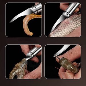 5 in 1 Multifunctional Shrimp Line Fish Maw Knife, 2Pack Shrimp Deveiner Knife Tool and Peeler, Stainless Steel Shrimp Peeler, Fish Scale Remover, Kitchen Fish and Shrimp, Duck Intestine Cleaner