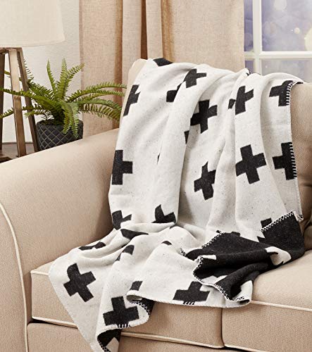 SARO LIFESTYLE Reversible Plus Sign Throw Blanket 50" x 60"