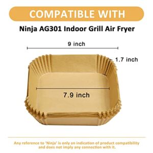 Air Fryer Disposable Paper Liner for Ninja AG301 Air Fryer, 100 Pcs Non-Stick Disposable Air Fryer Parchment Paper Pads Air Fryer Liners Compatible with Ninja AG301 Indoor Grill Air Fryer