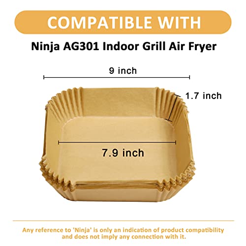 Air Fryer Disposable Paper Liner for Ninja AG301 Air Fryer, 100 Pcs Non-Stick Disposable Air Fryer Parchment Paper Pads Air Fryer Liners Compatible with Ninja AG301 Indoor Grill Air Fryer