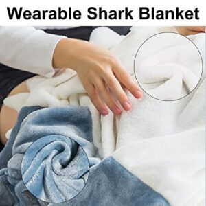 Shark Blanket Hoodie Adult, Shark Blanket Super Soft Cozy Flannel Hoodie, Wearable Shark Blanket Adult or Shark Sleeping Bag (M-67inX27.5in)