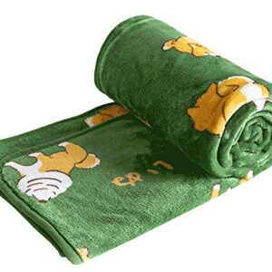 FUYU Shiba Inu Throw Blanket Puppy Cartoon Dog Warm Fuzzy Soft Blanket