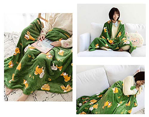 FUYU Shiba Inu Throw Blanket Puppy Cartoon Dog Warm Fuzzy Soft Blanket