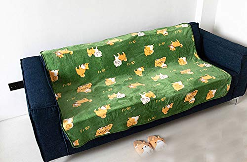 FUYU Shiba Inu Throw Blanket Puppy Cartoon Dog Warm Fuzzy Soft Blanket