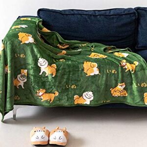 FUYU Shiba Inu Throw Blanket Puppy Cartoon Dog Warm Fuzzy Soft Blanket