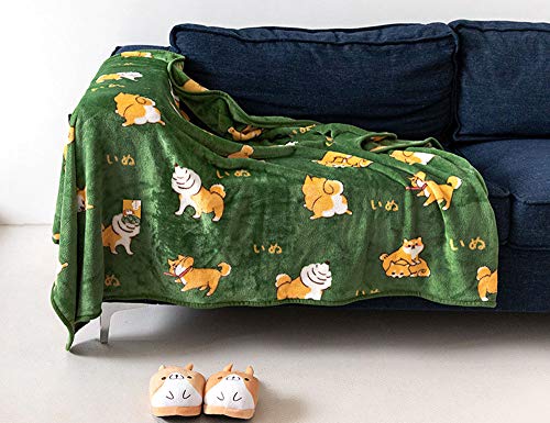 FUYU Shiba Inu Throw Blanket Puppy Cartoon Dog Warm Fuzzy Soft Blanket