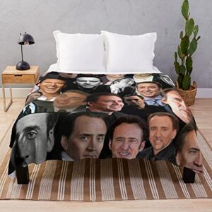 nicolas, cage collage throw blanket for chair bedroom baby living room sofa couch bed outdoor customize blanket - fun montage design for fans of the versatile actor and creative home accents