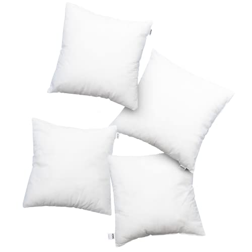 nestl Plain Throw Pillows 20"x20" Inches Decorative Pillow Insert Square Throw Pillow Inserts 4 Pack Premium Down Alternative Polyester Pillow Cushion Sham Stuffer for Couch Sofa Bed - Set of 4