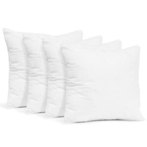 nestl Plain Throw Pillows 20"x20" Inches Decorative Pillow Insert Square Throw Pillow Inserts 4 Pack Premium Down Alternative Polyester Pillow Cushion Sham Stuffer for Couch Sofa Bed - Set of 4