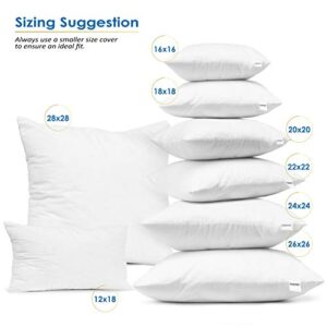 nestl Plain Throw Pillows 20"x20" Inches Decorative Pillow Insert Square Throw Pillow Inserts 4 Pack Premium Down Alternative Polyester Pillow Cushion Sham Stuffer for Couch Sofa Bed - Set of 4