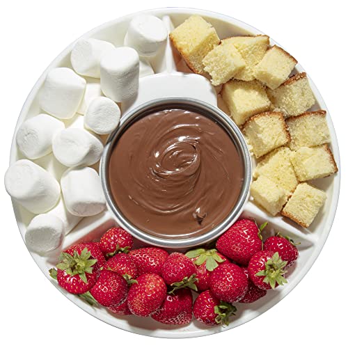 Electric Fondue Maker Deluxe Set w 4 Forks, Removable Serving Tray & Melting/Warming Setting - Great for Dipping Snacks, Marshmallows, Bread in Chocolate, Caramel, Cheese, Sauce - Mother's Day Gift!