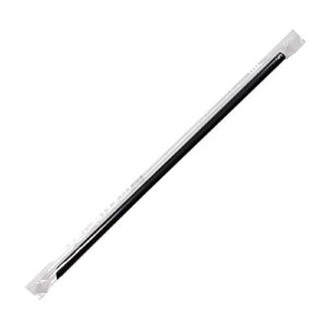 karat c9035 5mm 9" jumbo straws poly wrapped - black (case of 2000)