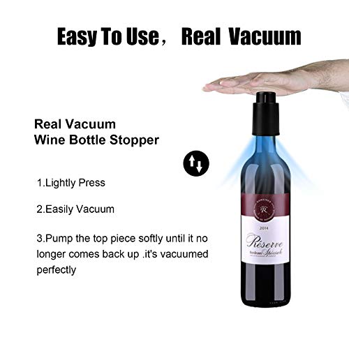 [2 PACK]Wine Bottle Stoppers, Reusable Wine Stoppers, Vacuum Wine Preserver with Time Scale Record, Wine Savers Vacuum Pump Corks Keep Wine Really Fresh, Best Gift Accessories.