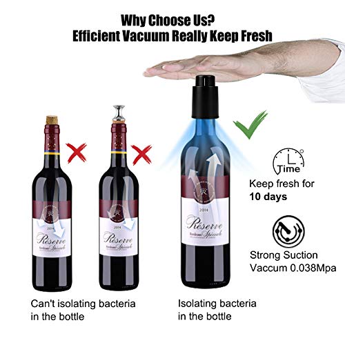 [2 PACK]Wine Bottle Stoppers, Reusable Wine Stoppers, Vacuum Wine Preserver with Time Scale Record, Wine Savers Vacuum Pump Corks Keep Wine Really Fresh, Best Gift Accessories.