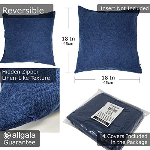 Allgala 4-Pack Decorative Throw Pillow Cover 18x18 Inch-Navy-PW82209 (Covers Only - NO Inserts)