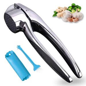 garlic press, heavy duty garlic mincer ginger press, garlic press mincer, professional grade garlic crusher, rustproof & dishwasher safe