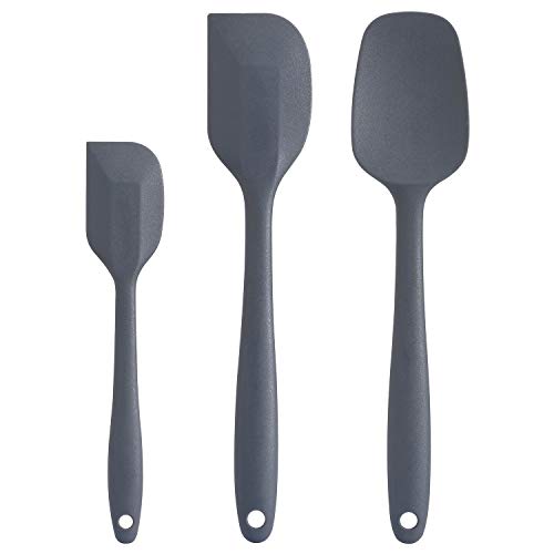 Cooptop Silicone Spatula Set - Rubber Spatula - 600°F Heat Resistant Baking Spoon & Spatulas(Dark Grey)