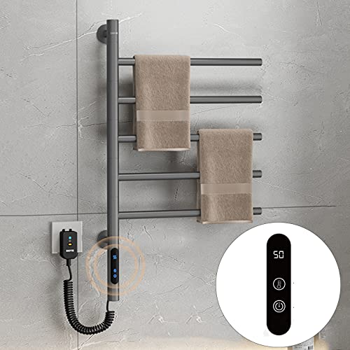 ESOP Electric Heated Towel Racks, Wall Mounted Rotatable Towel Warmer Racks, Hot Towel Rack with Timer, Constant Temperature Heated Towel Warmer for Bathroom, Adjustable Towel Rack, 42 * 66CM