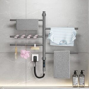 ESOP Electric Heated Towel Racks, Wall Mounted Rotatable Towel Warmer Racks, Hot Towel Rack with Timer, Constant Temperature Heated Towel Warmer for Bathroom, Adjustable Towel Rack, 42 * 66CM