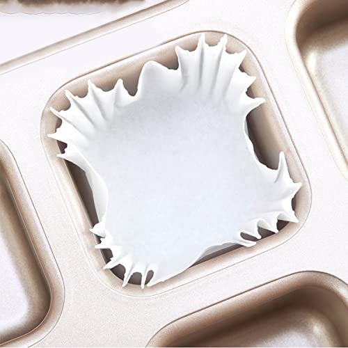 CHEFMADE 100 Count White Cupcake Liners, Square Baking Cups for Baking, Paper Cupcake Liners -No Smell, Food Grade & Grease