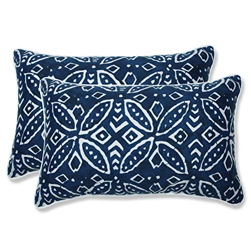 Pillow Perfect Outdoor/Indoor Merida Indigo Lumbar Pillows, 2 Count (Pack of 1), Blue