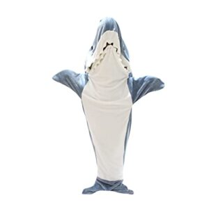 Shark Blanket Adult - Wearable Shark Blanket, Shark Blanket Hoodie, Super Soft Cozy Flannel Hoodie Shark Sleeping Bag, Shark Onesie Blanket, Gifts for Shark Lovers (67inX27.5in(L), Shark)