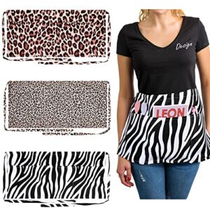 3 pieces leopard zebra print aprons waitress server aprons with 3 pockets half apron with pockets waiters apron for teachers waiter bartender barista restaurant coffee mom