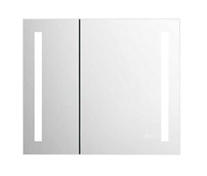 vyaya modern home decor erie 30" w x 26" h rectangular silver aluminum recessed or surface mount mirror medicine cabinet