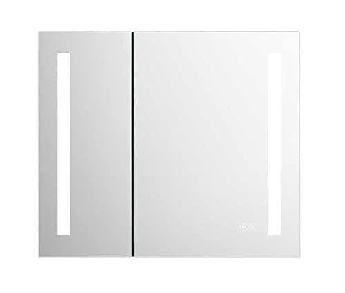 Vyaya Modern Home Decor Erie 30" W x 26" H Rectangular Silver Aluminum Recessed or Surface Mount Mirror Medicine Cabinet